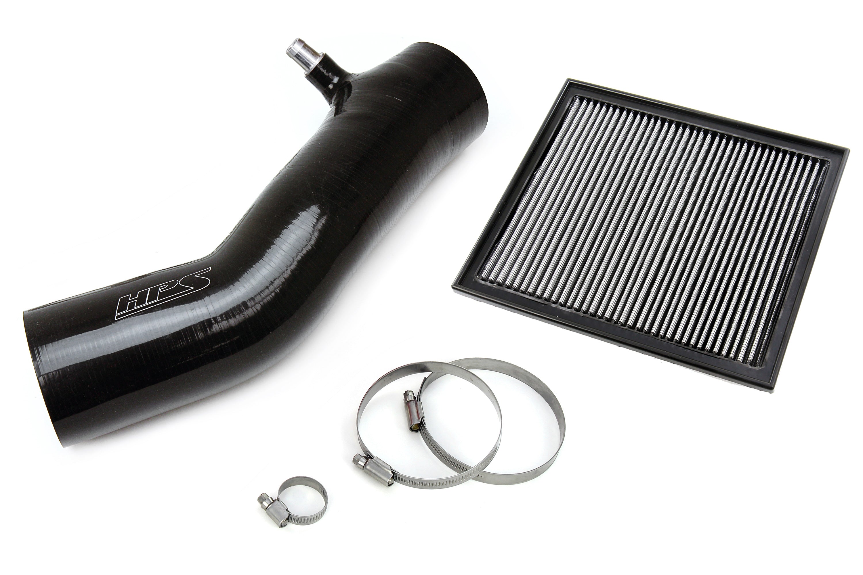 HPS Performance Silicone Air Intake Kit with Drop in Air Filter, Black