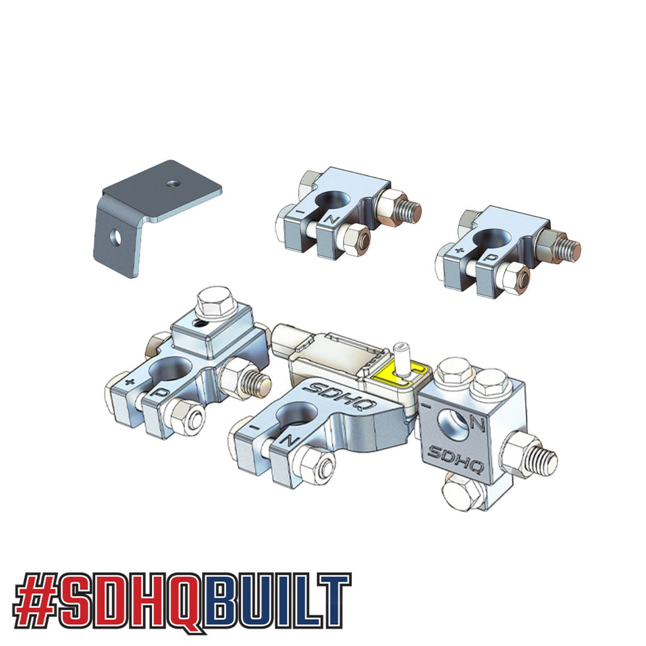 SDHQ Built 2023-2026 Ford F250/F350 Billet Dual Battery Terminal Upgra