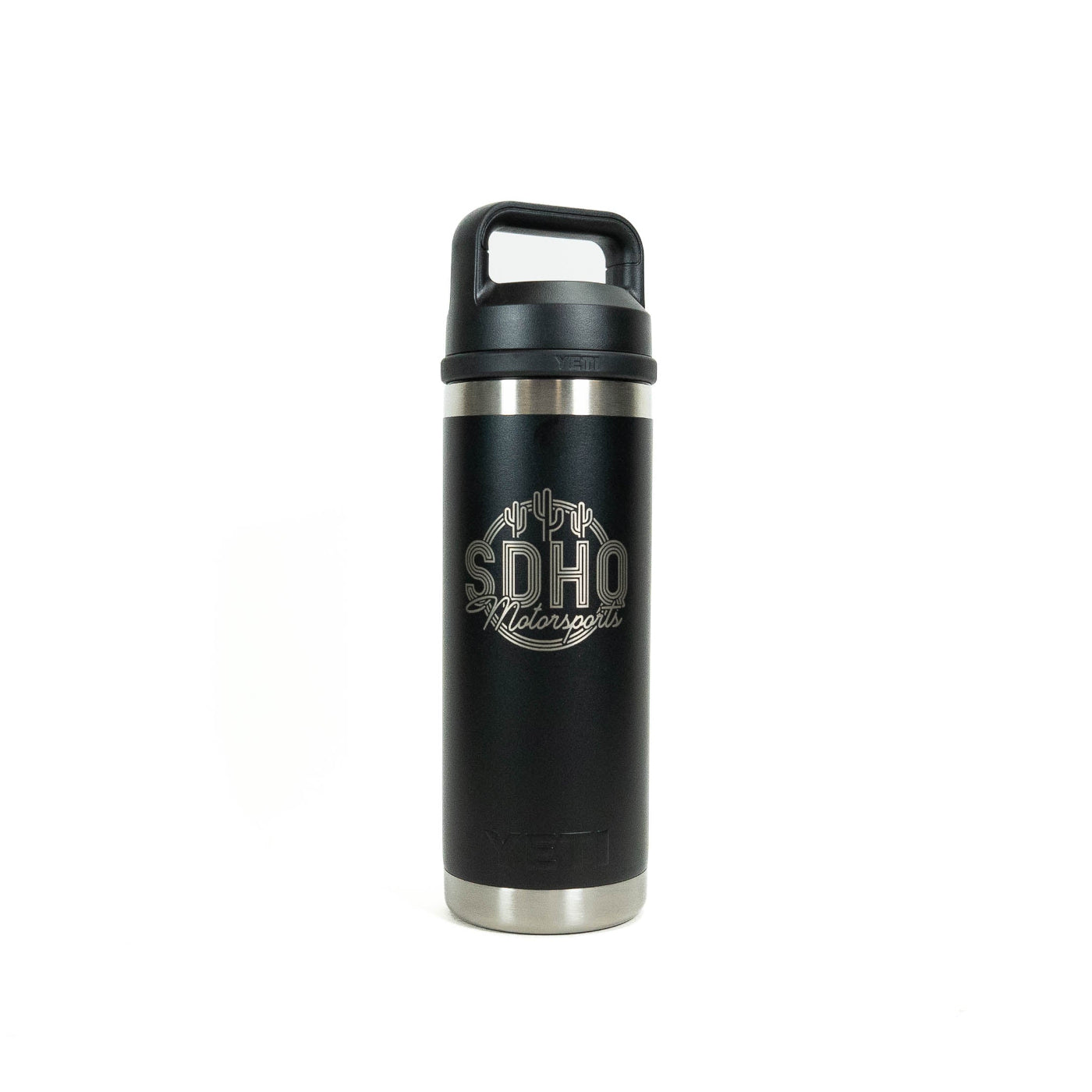 SDHQ Neon Sign Logo Yeti Rambler 18oz Water Bottle with Chug Cap | Bla