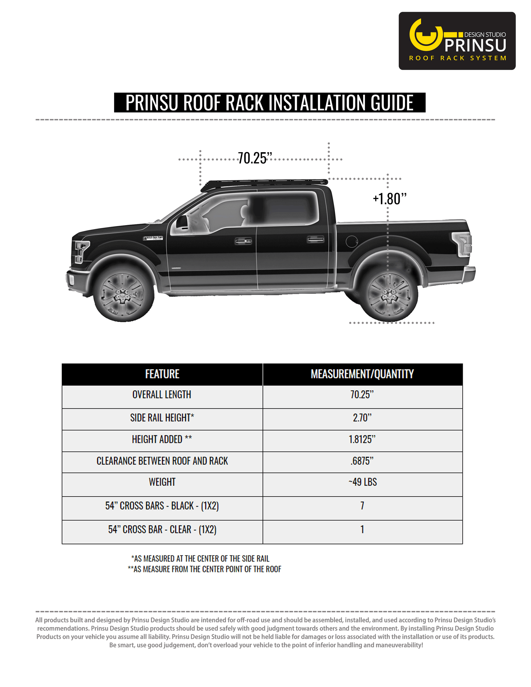 '17-20 Ford Raptor Crew Cab Prinsu Design Studio Roof Rack
