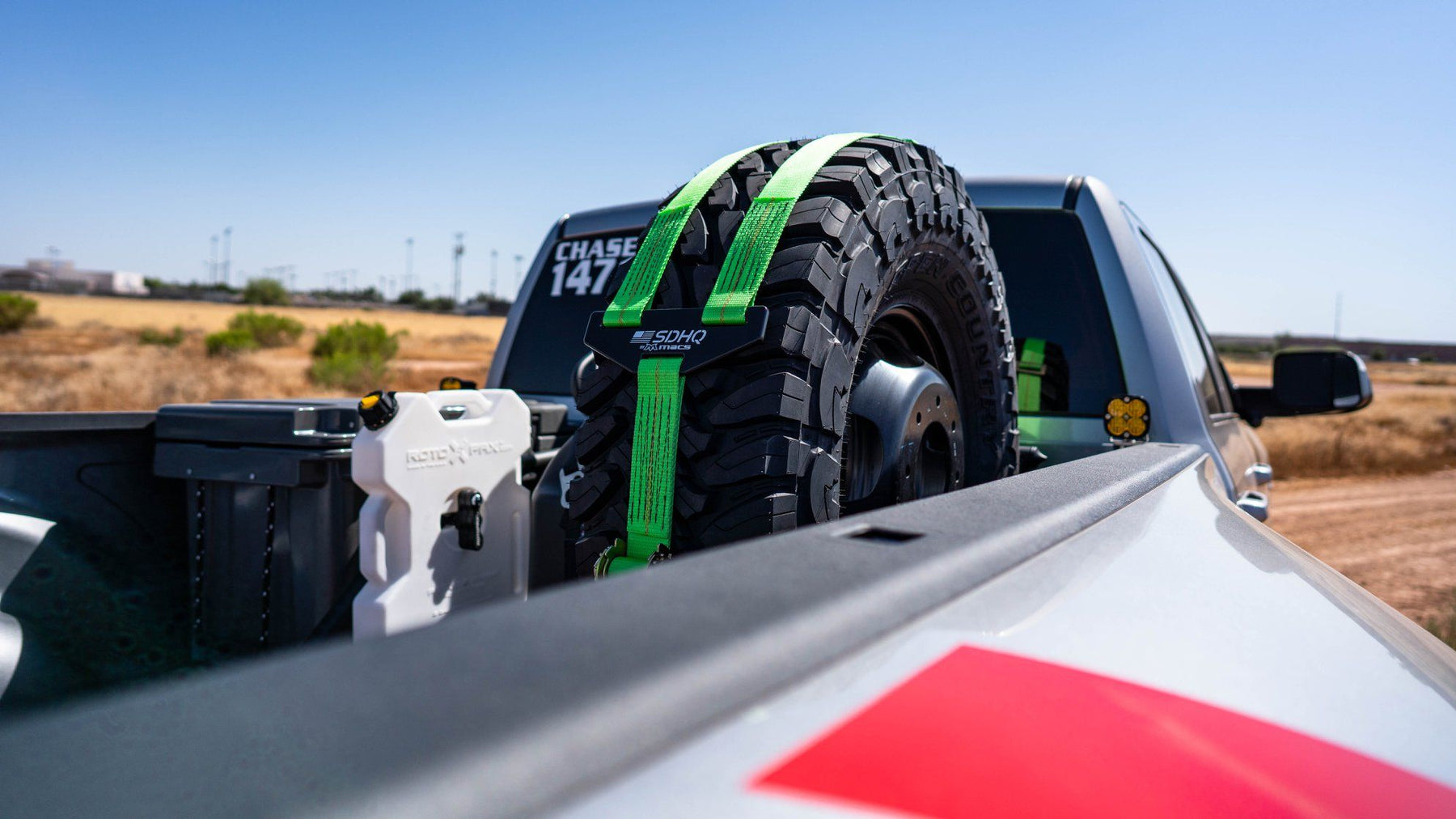 2 Inch Tire Straps for SDHQ Built in Bed Chase Racks-Black Powder Coat