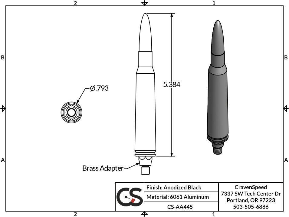 '20-23 Jeep Gladiator (JT) Bullet Style Stubby Antenna