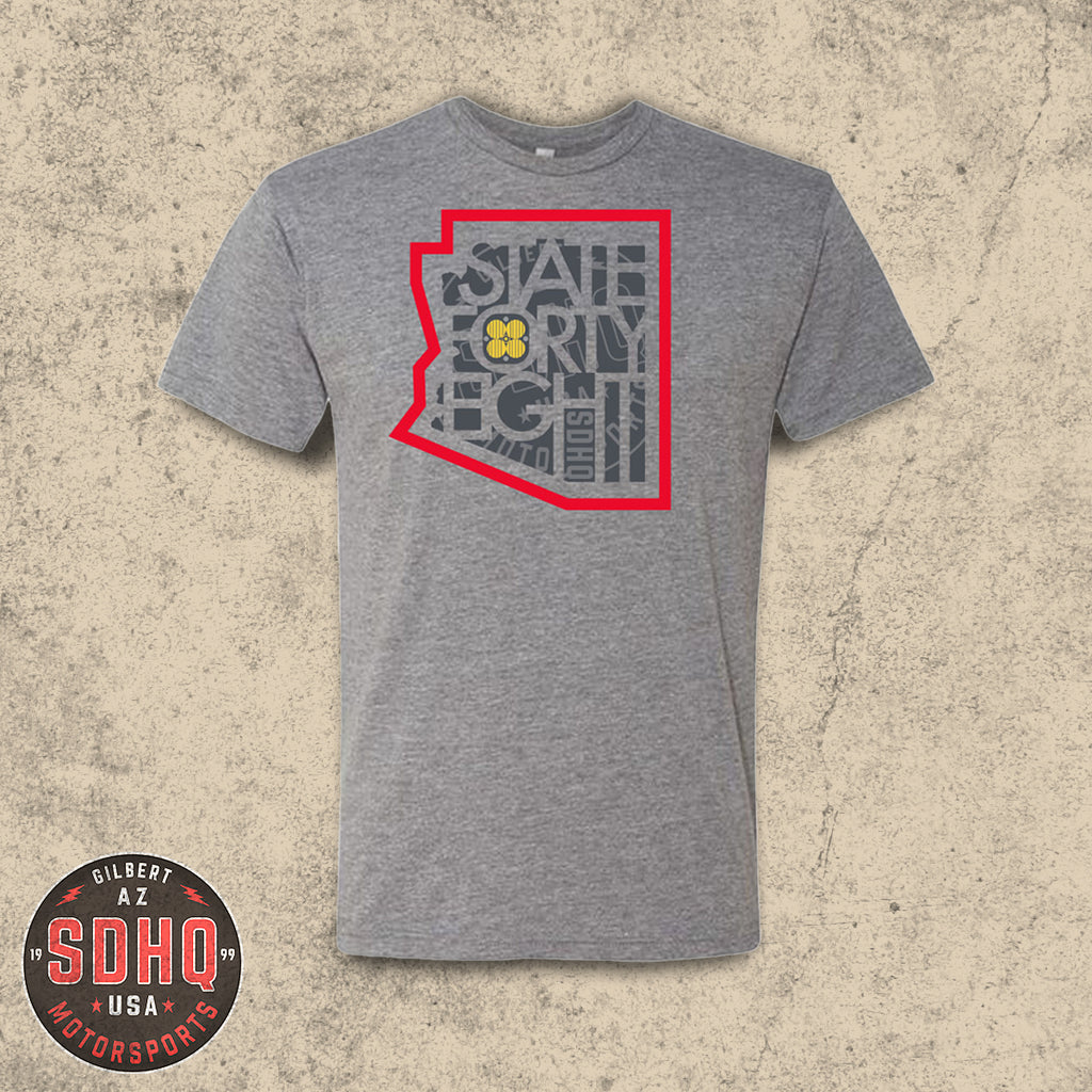 SDHQ Motorsports State 48 Outline T-Shirt - Gray